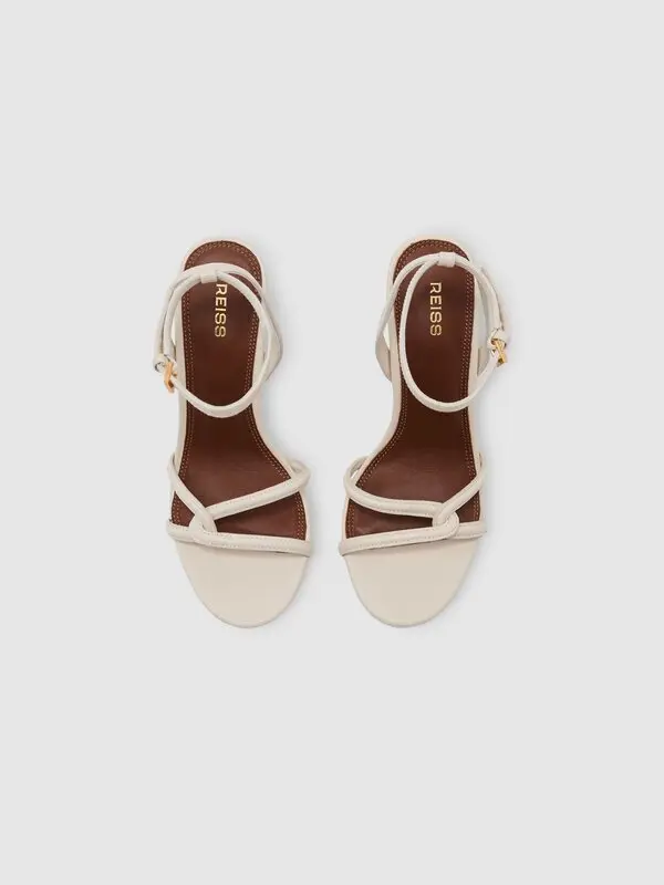 REISS Leather Link-strap Stiletto Sandals - White