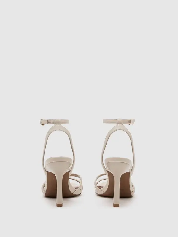 REISS Leather Link-strap Stiletto Sandals - White