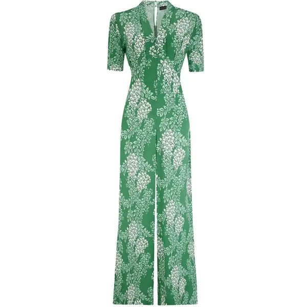 PRETTY ECCENTRIC Alana Jumpsuit In Wisteria Print - Green