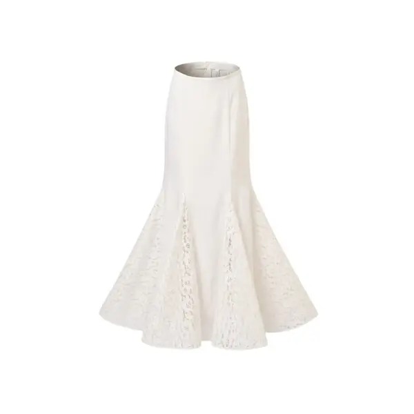 GLAM ON YOU Nalin Fishtail Maxi Skirt With Lace Inserts