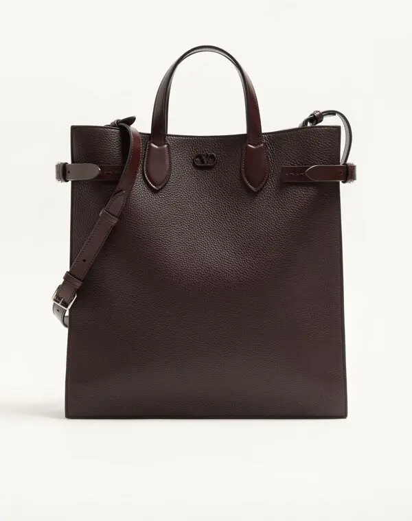 Valentino Garavani Grained Leather Tote Bag - Dark Brown