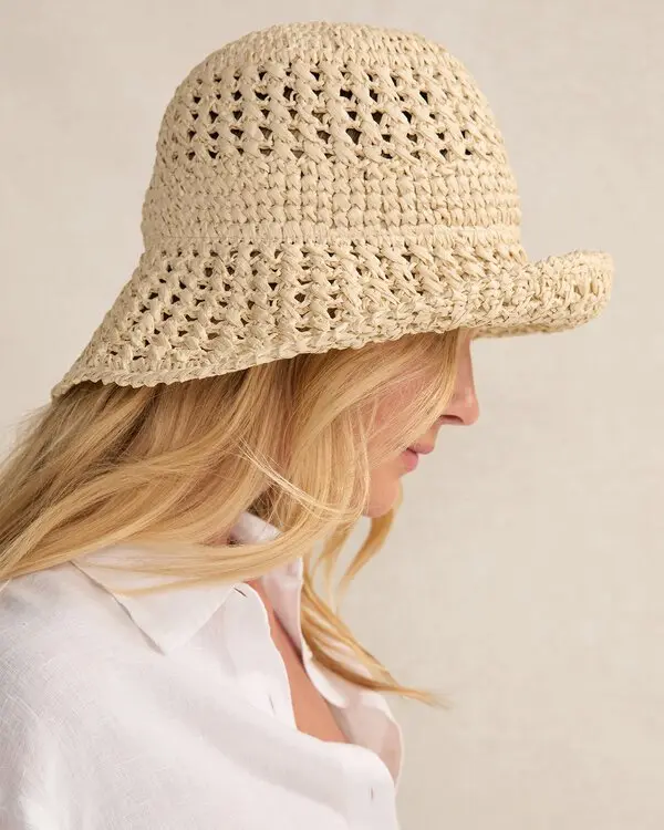 HAVEN WELL WITHIN Raffia Crochet Bucket Hat