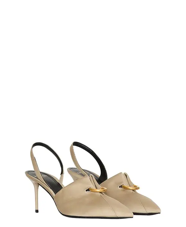 Balmain Cotton Gabardine Slingbacks With Piercing Detail