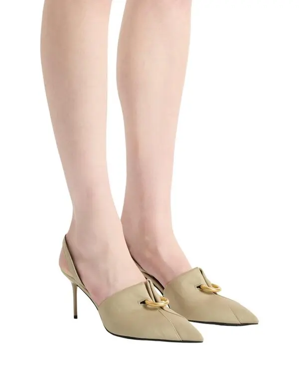 Balmain Cotton Gabardine Slingbacks With Piercing Detail