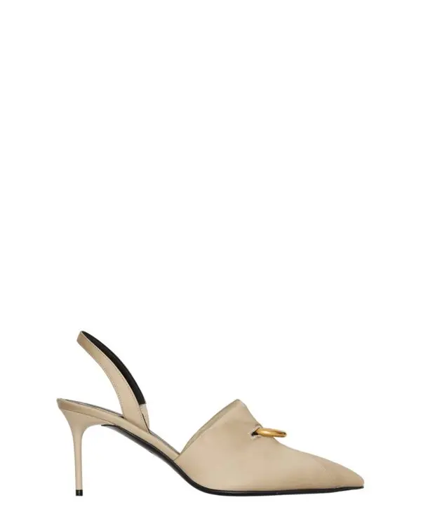 Balmain Cotton Gabardine Slingbacks With Piercing Detail
