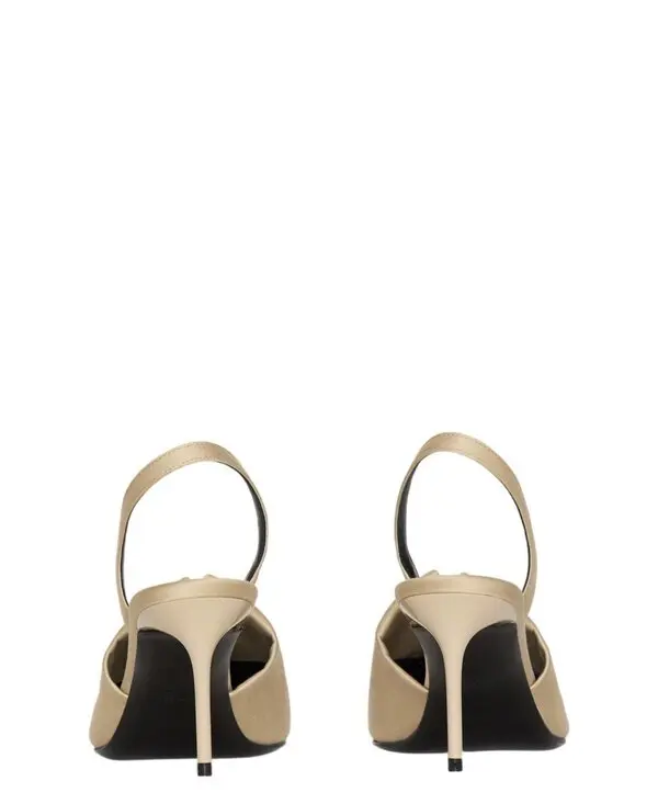 Balmain Cotton Gabardine Slingbacks With Piercing Detail