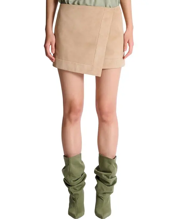 Balmain Suede Wrap Mini Skirt