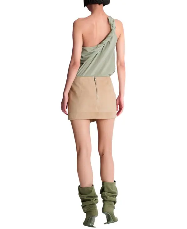 Balmain Suede Wrap Mini Skirt