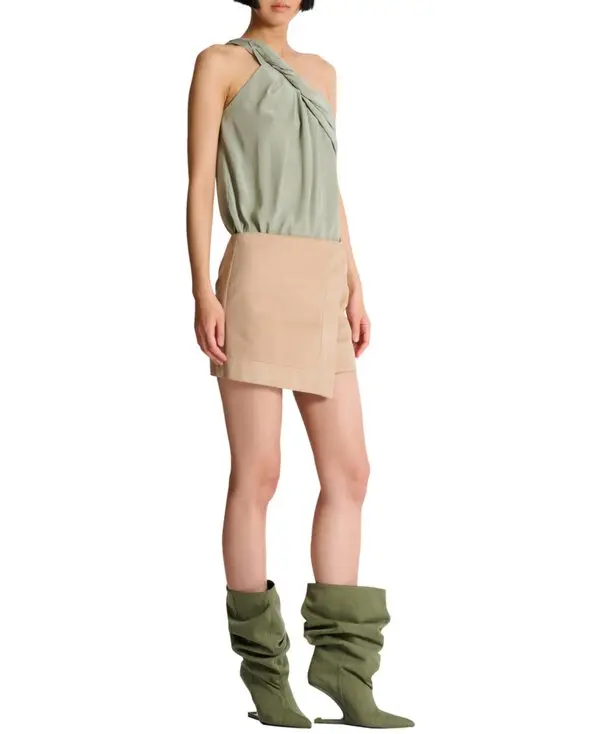 Balmain Suede Wrap Mini Skirt
