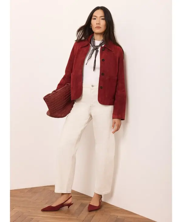 Mint Velvet The Essential Suede Jacket - Red
