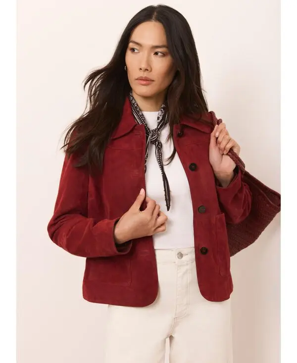 Mint Velvet The Essential Suede Jacket - Red