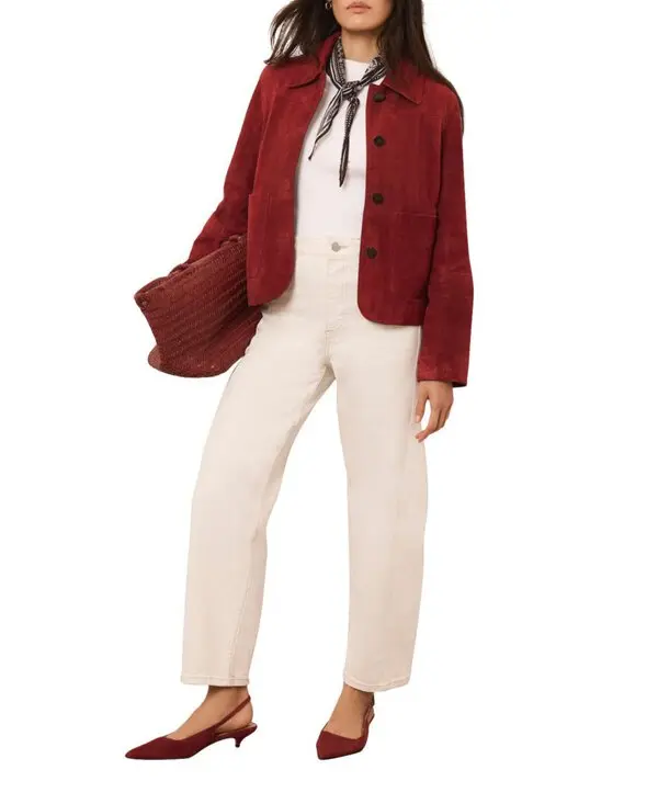 Mint Velvet The Essential Suede Jacket - Red