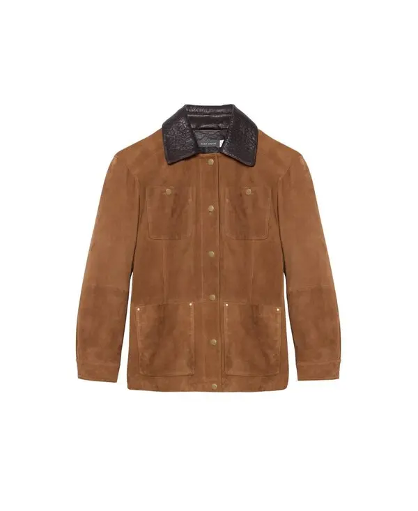Mint Velvet Suede Barn Jacket With Contrast Collar