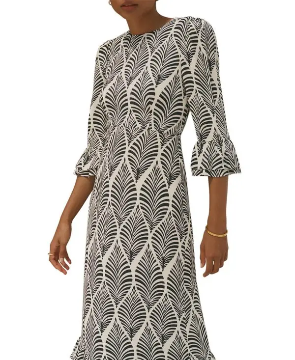 Mint Velvet Printed Ruffle Detail Midi Dress