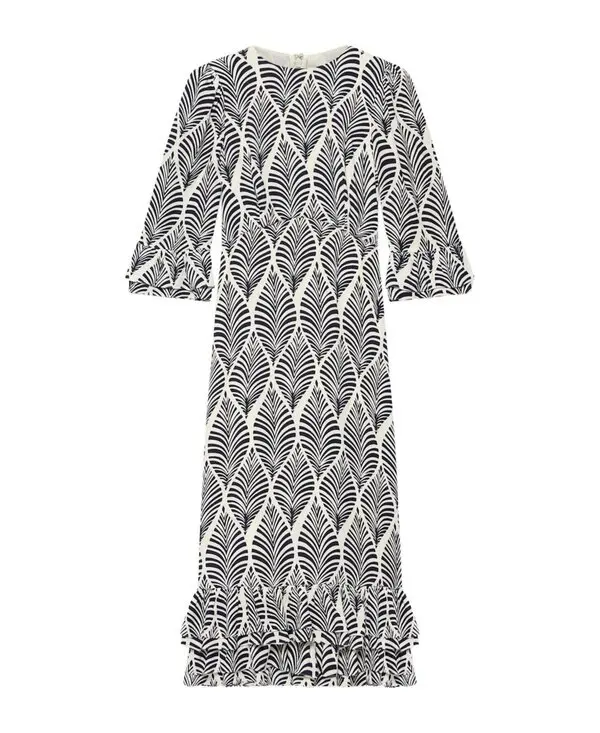 Mint Velvet Printed Ruffle Detail Midi Dress