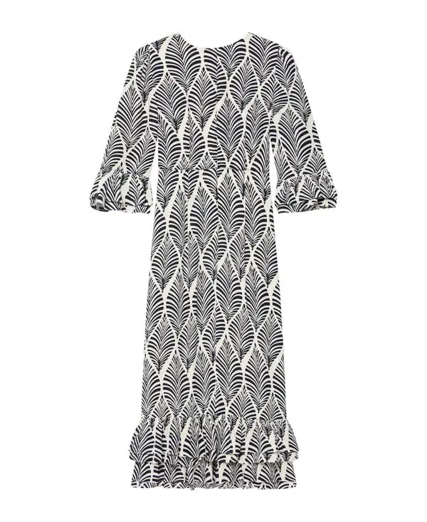 Mint Velvet Printed Ruffle Detail Midi Dress
