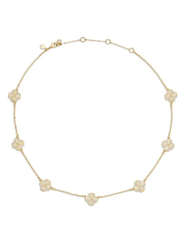 Kate Spade New York Spade Flower Pave Clover Scatter Necklace - Clear/gold