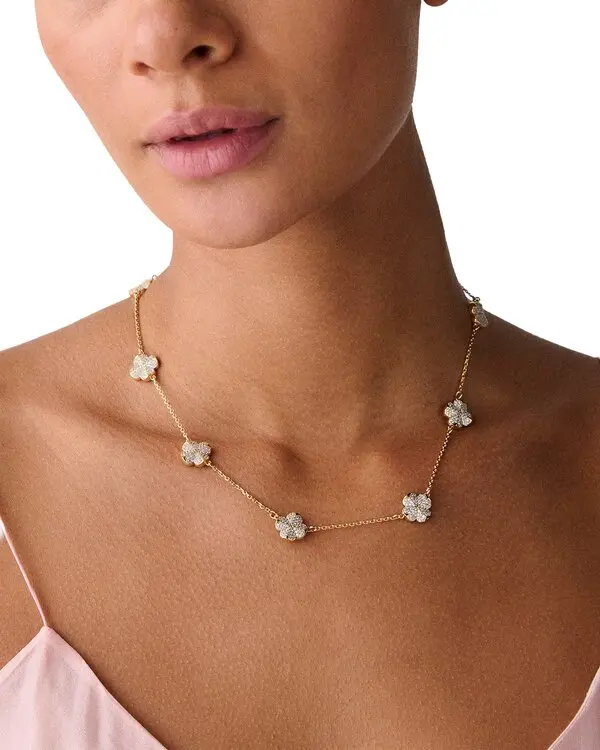 Kate Spade New York Spade Flower Pave Clover Scatter Necklace