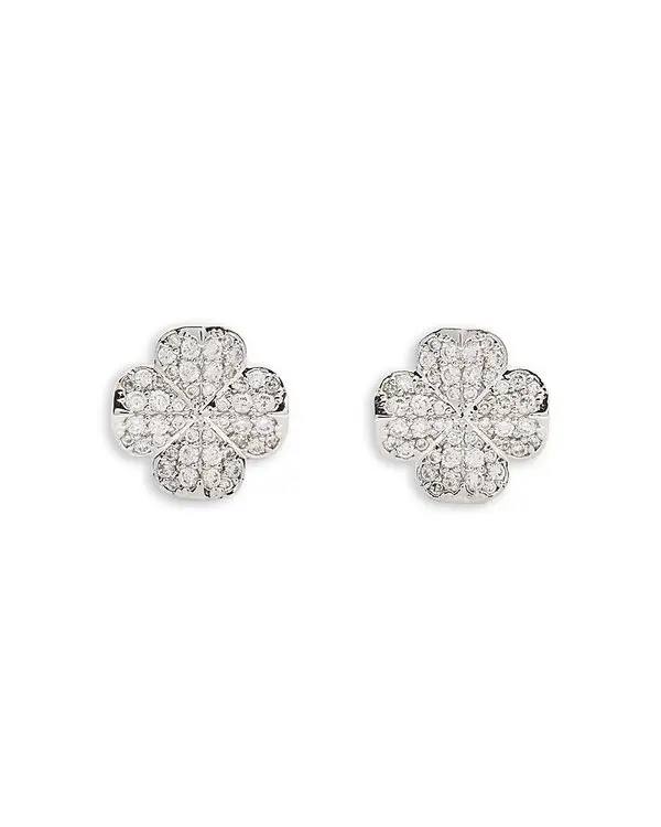 Kate Spade New York Spade Flower Pave Stud Earrings - Clear/silver