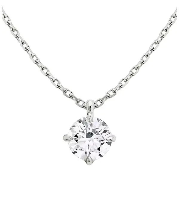 VRAI 14k Solitaire Diamond Pendant Necklace - White