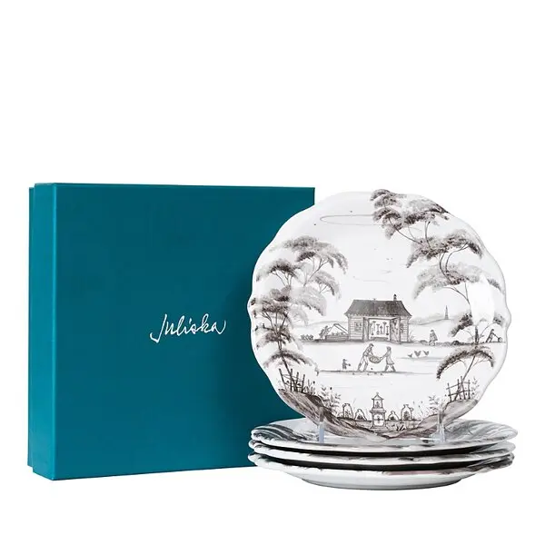 JULISKA Country Estate Party Plates, Assorted Set Of 4 - Flint