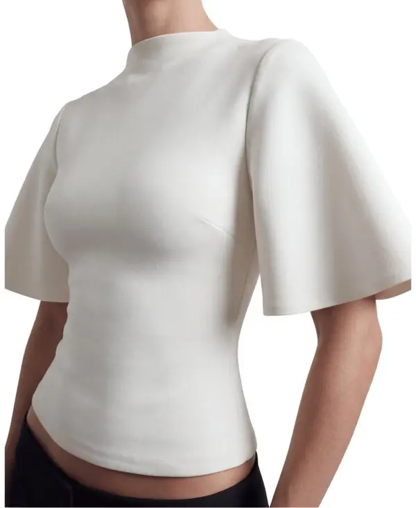 HEIRESS BEVERLY HILLS Sculpt Tee With Structured Sleeves - Ivory