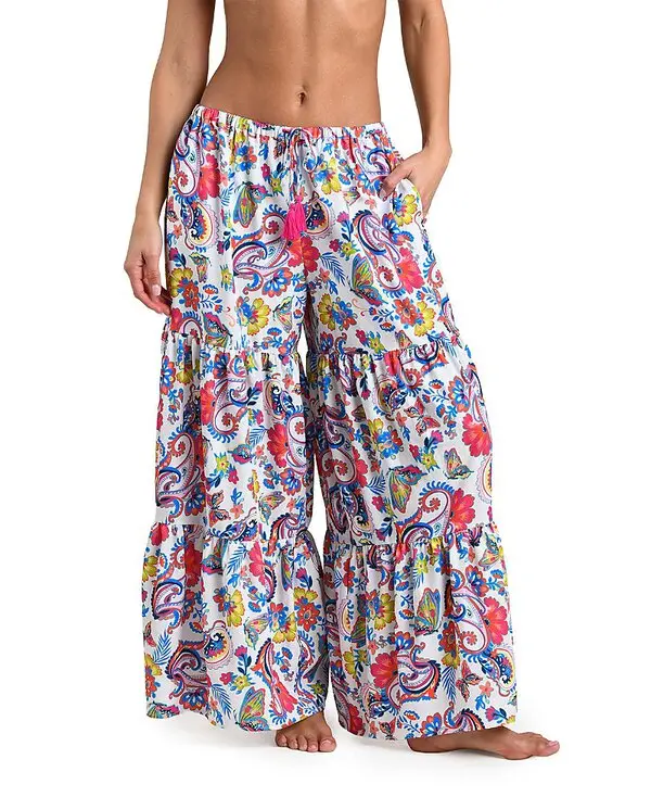 SUNSHINE 79 Butterfly High Rise Tiered Maxi Pants - Multi