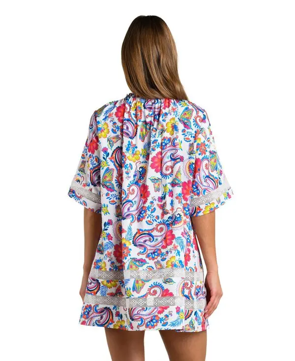 SUNSHINE 79 Butterfly Print Tunic With Lace Trim