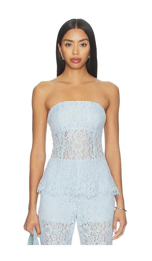 Cami Nyc Strapless Lace Peplum Top - Dew