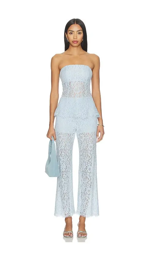 Cami Nyc Strapless Lace Peplum Top - Dew