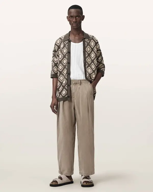 ALLSAINTS Becco Tapered Leg Pleated Pants - Brown