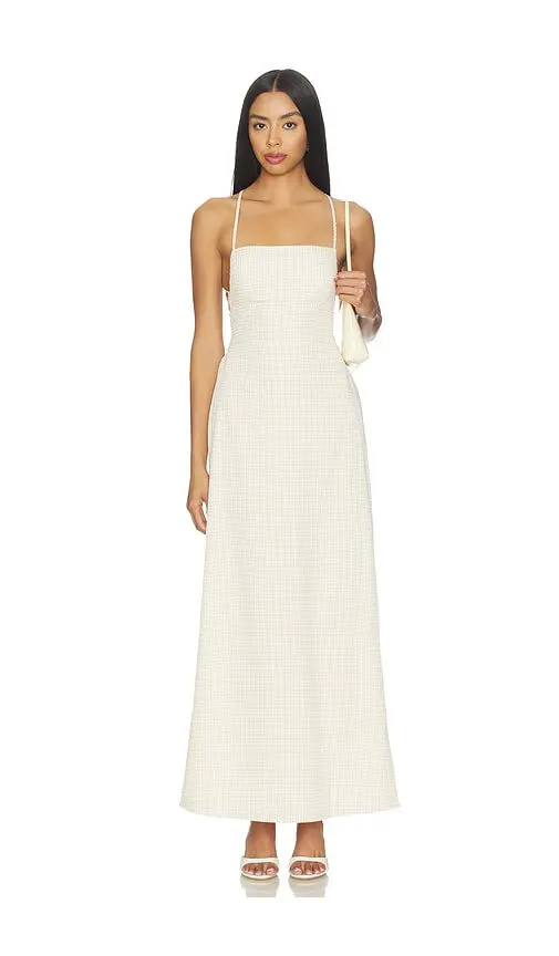MORE TO COME Norma Maxi Dress - Nude Gingham