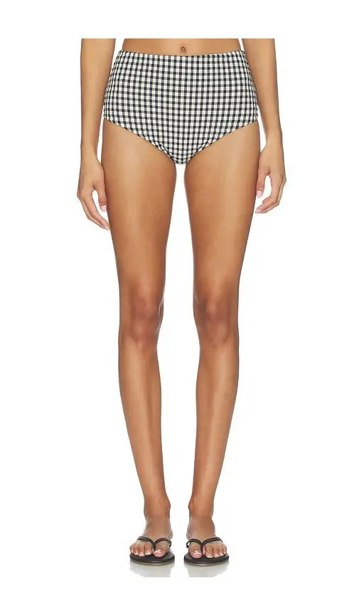 JUILLET Vera High-waisted Bikini Bottom - Tuxedo Plaid