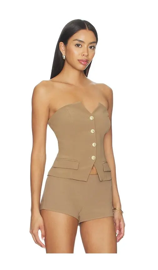 MORE TO COME Twila Strapless Top - Tan Suiting
