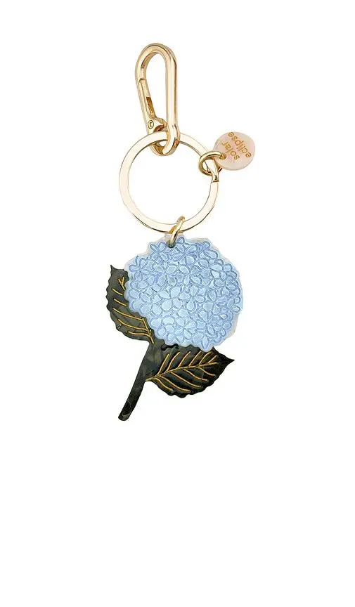 SOLAR ECLIPSE Hand-painted Hydrangea Bag Charm & Keychain - Baby Blue