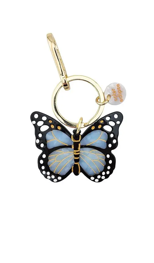 SOLAR ECLIPSE Hand-painted Monarch Bag Charm & Keychain - Baby Blue