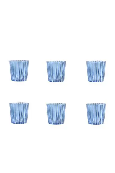 The Favorites Marina White Stripe Glass Tumbler Set - Blue