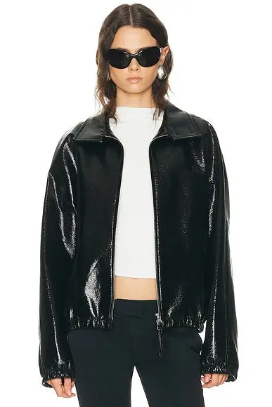 COURREGES Vinyl Zipped Bomber Jacket