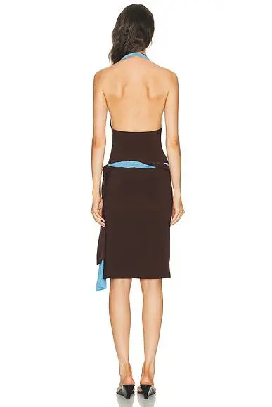 Coperni Bi Color Twisted Halterneck Dress