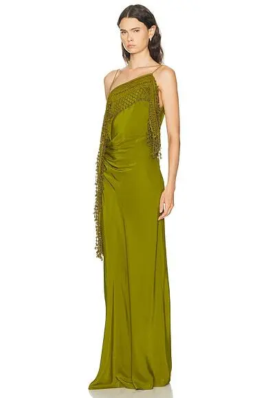 Christopher Esber Droplet Bead Crochet Trimmed Cami Dress - Lizard