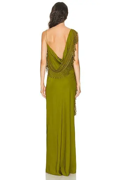 Christopher Esber Droplet Bead Crochet Trimmed Cami Dress - Lizard