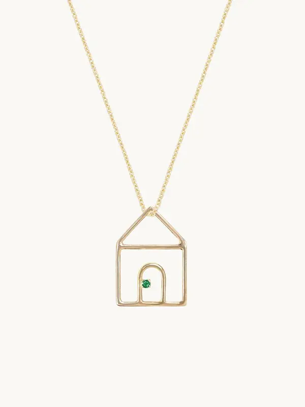 ALIITA Casita Esmeralda Necklace In 9k Yellow Gold - 9k Yellow Gold,emerald