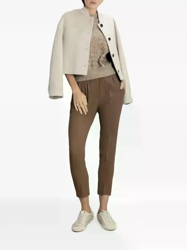 Brunello Cucinelli Pleated Cropped Trousers - Brown