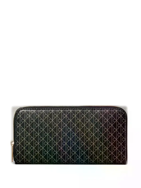 Calvin Klein Monogram-print Zip-around Wallet - Black