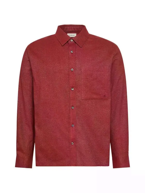 Calvin Klein Logo-embroidered Chest-pocket Shirt - Red