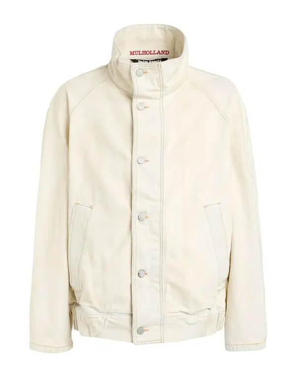 Palm Angels Cotton Gabardine Jacket With Leather Trim