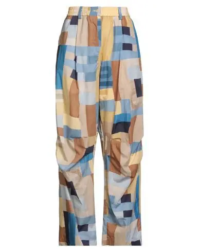 OTTOD'AME Multicolor Patchwork Straight-leg Cotton Pants - Blue
