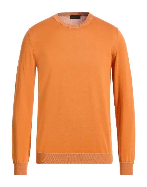 ROBERTO COLLINA Two-tone Crewneck Long-sleeve Sweater - Orange