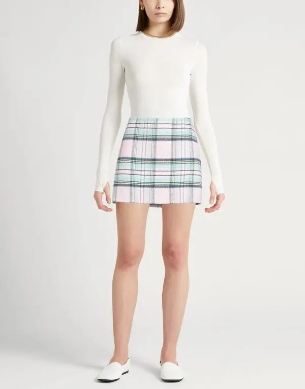 JUCCA Tartan Pattern Bouclé Mini Skirt