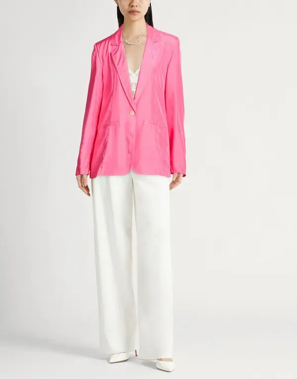 FORTE_FORTE Silk Single-breasted Blazer - Pink